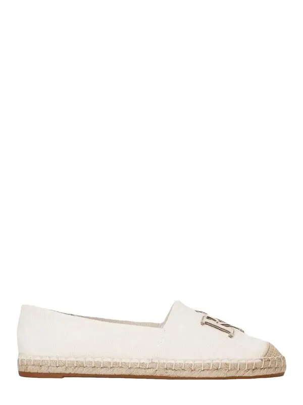 Ralph Lauren Cameryn Monogram Canvas Round Toe Espadrilles - White