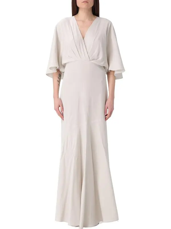 Agnona Maxi Dress With Draped Bodice - Grey