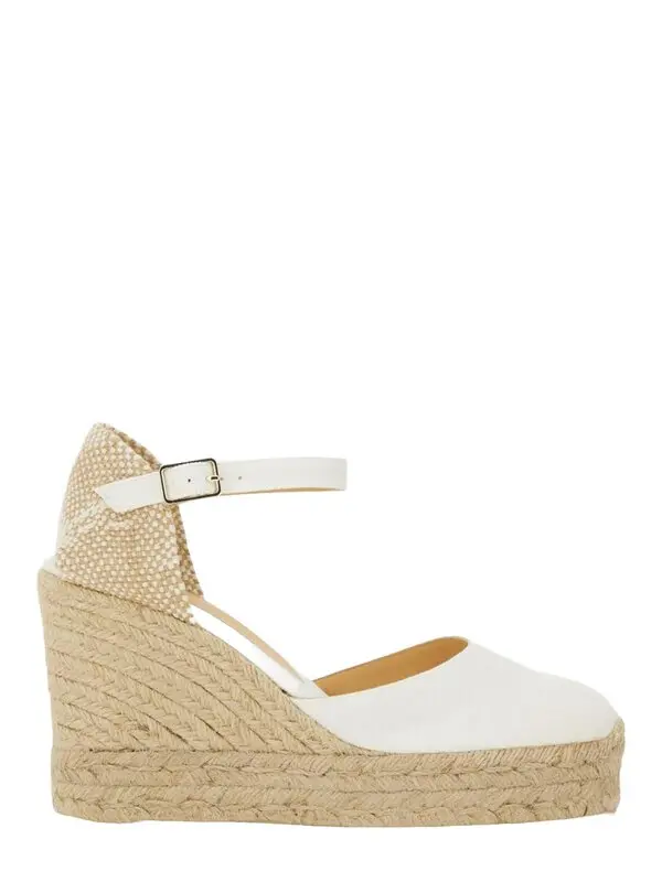 CastaÑer Carina High-wedge Canvas Platform Espadrilles With Ankle Tie - Milk