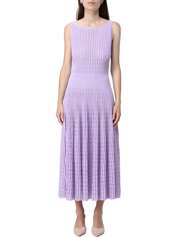 ANTONINO VALENTI Pleated Knit Off-the-shoulder Midi Dress - Violet