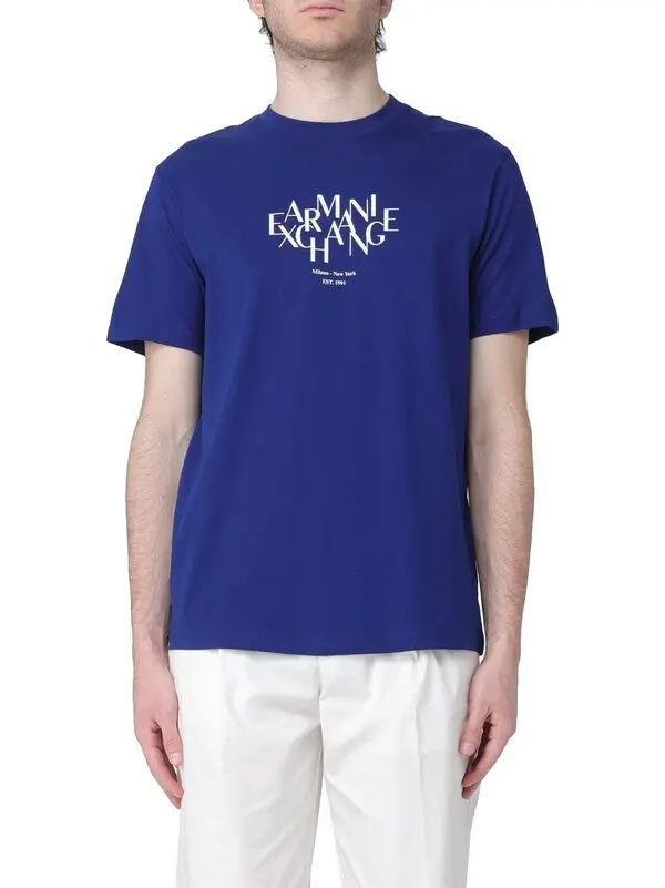 Armani Exchange Cotton T-shirt With Logo - Blue