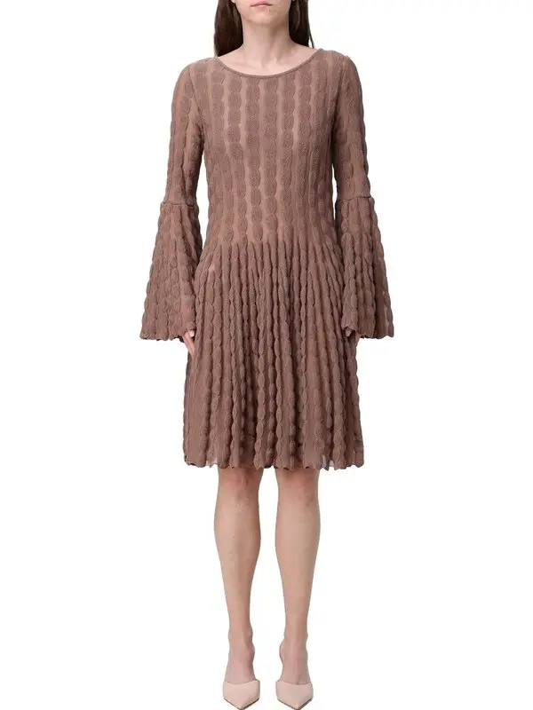 ANTONINO VALENTI Long-sleeved Knit Mini Dress - Brown