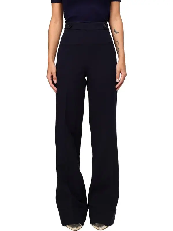 TWINSET High Waisted Wide Leg Trousers - Blue