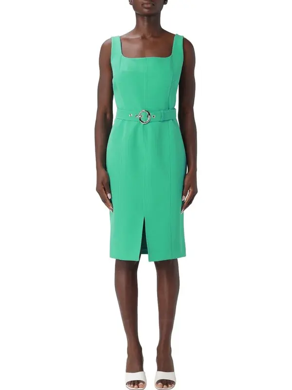Liu Jo Belted Square Neck Midi Dress - Emerald