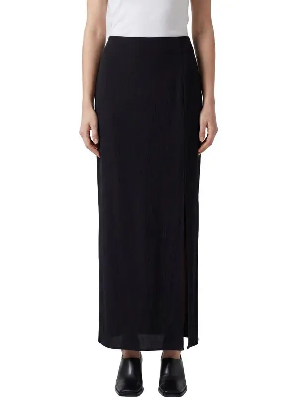 Filippa K Long Pencil Skirt In Viscose Blend With Side Slit - Black