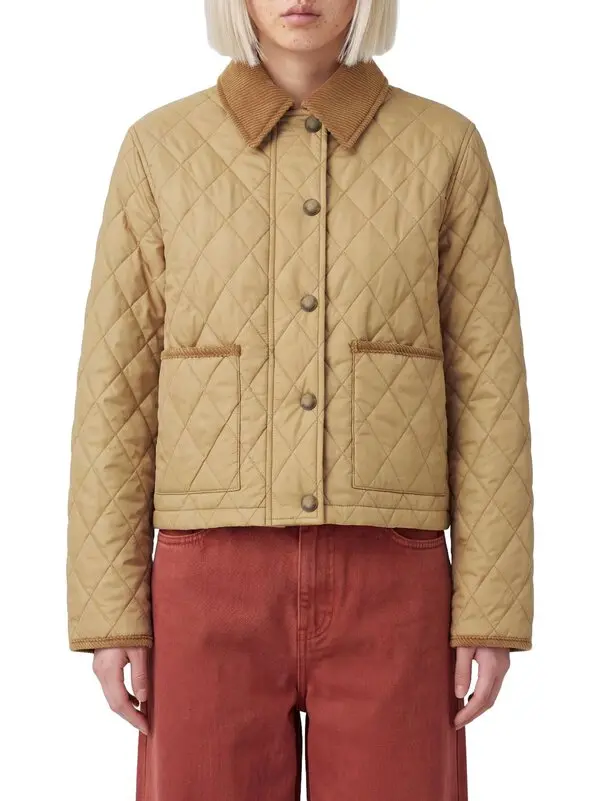 Burberry Quilted Jacket With Corduroy Trim - Beige