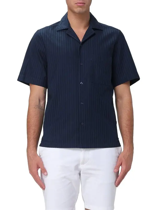 BOSS Slim Fit Short-sleeved Cotton Bowling Shirt With Cuban Collar - Black