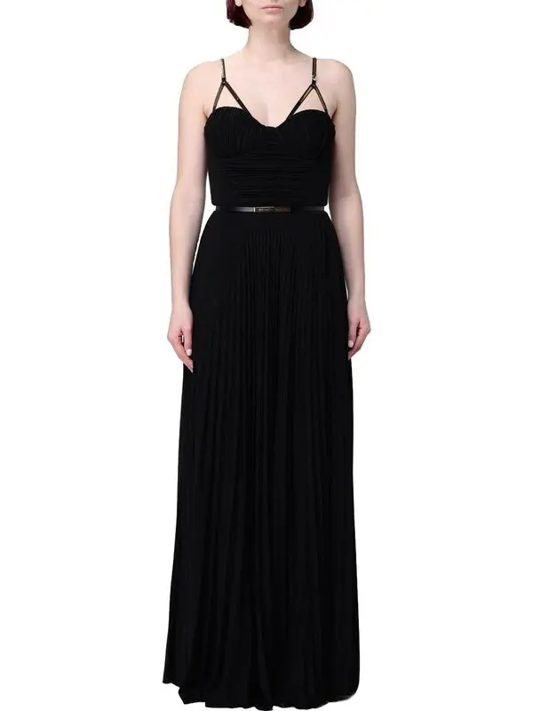 Elisabetta Franchi Maxi Pleated Dress - Black