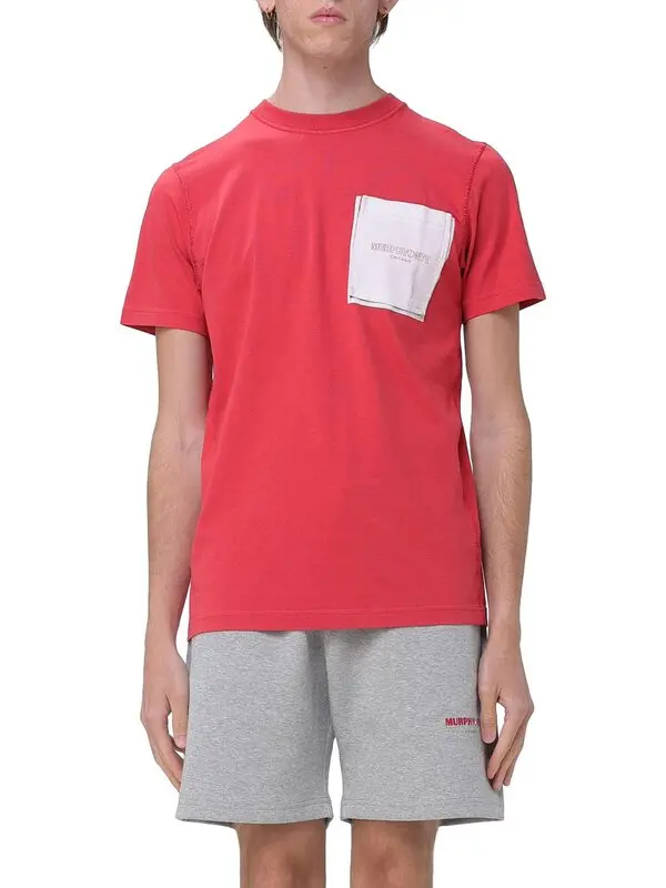MURPHY&NYE Slim Fit Cotton T-shirt With Logo And Patch Pocket - Red