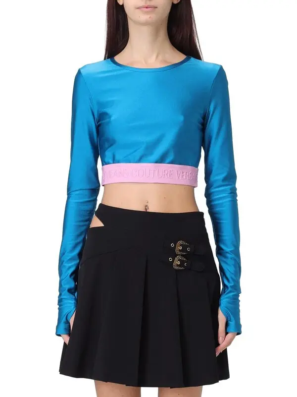 Versace Cropped Long Sleeve Top - Blue