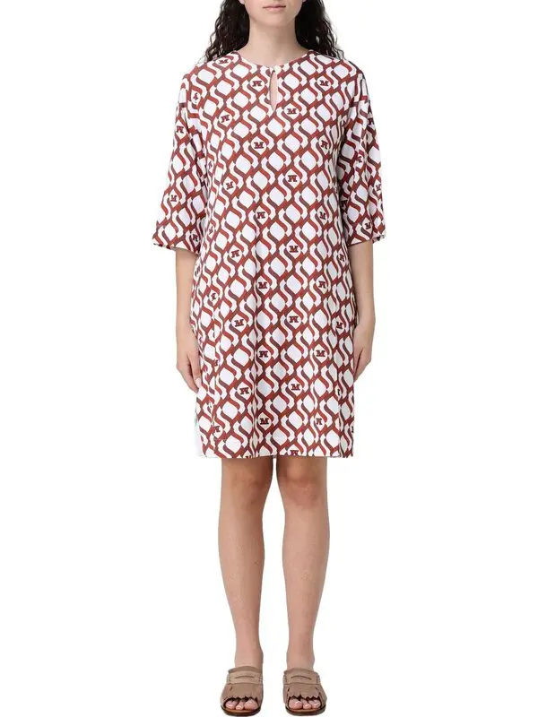 Max Mara Geometric Print Silk Mini Dress - Rust
