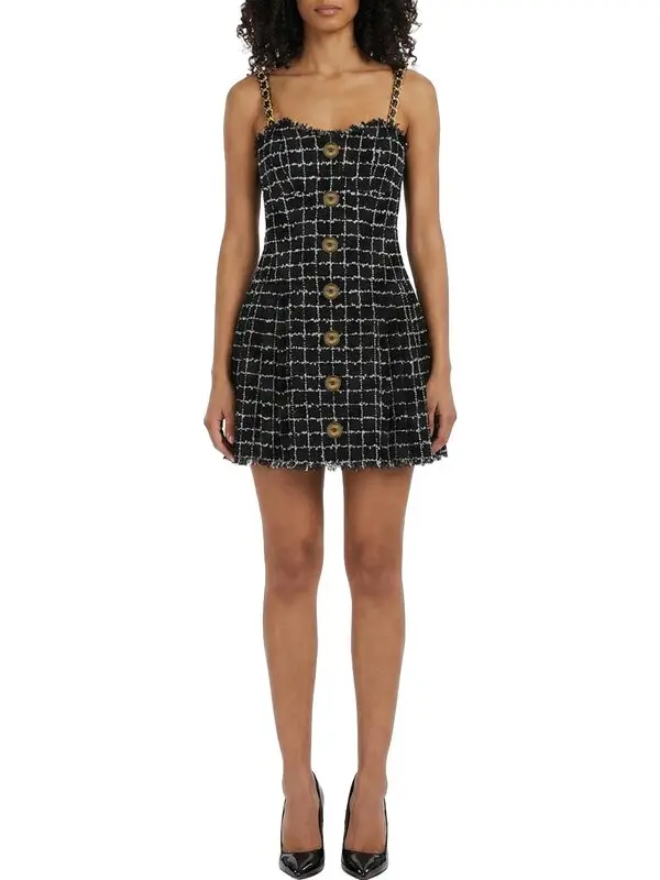 Balmain Embellished Check Mini Dress - Black