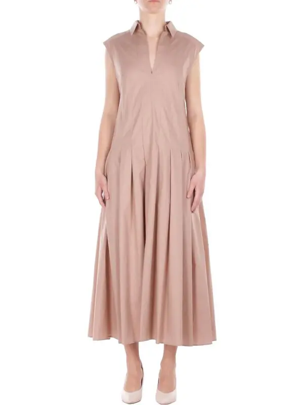 FAY Sleeveless Cotton Shirtdress - Beige