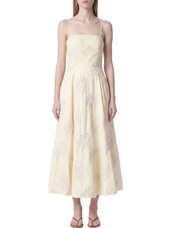 ROTATE BY BIRGER CHRISTENSEN Embroidered Crêpe Midi Dress - Yellow