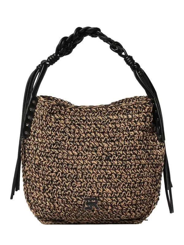 ERMANNO FIRENZE Raffia Anika Bag - Black