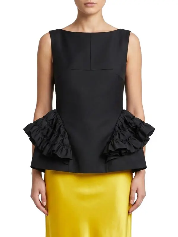 Dries Van Noten Ruffled Bustier Top - Black