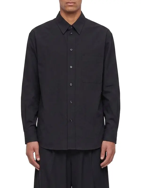 LEMAIRE Cotton Shirt With Dropped Shoulders And Patch Pocket - Black