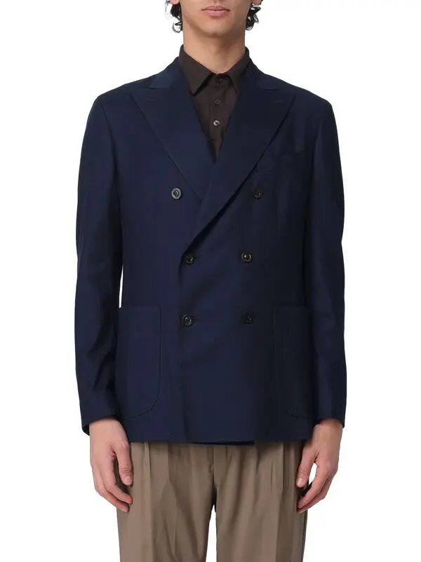 Boglioli Cotton Blend Double-breasted Blazer - Blue