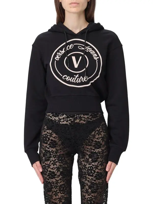 Versace Cropped Hoodie - Black