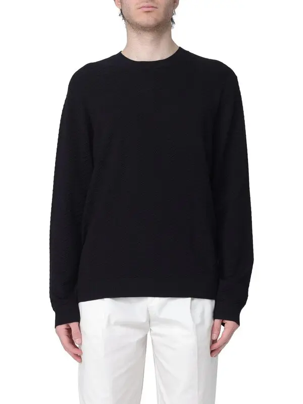 Armani Exchange Textured Crew Neck Jumper - Navy