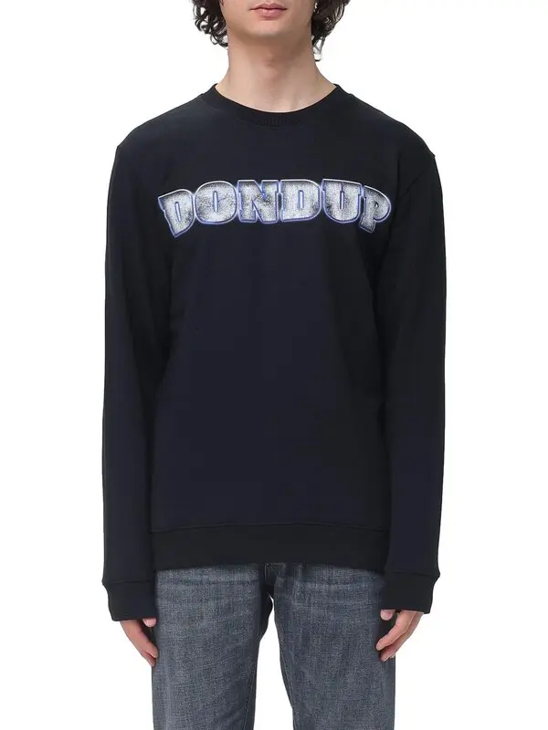 DONDUP Cotton Crew Neck Sweatshirt With Embroidered Logo - Black