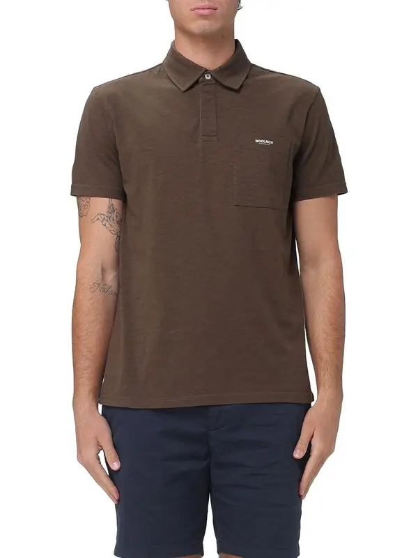 Woolrich Short-sleeved Cotton Polo Shirt With Chest Pocket And Logo - Black
