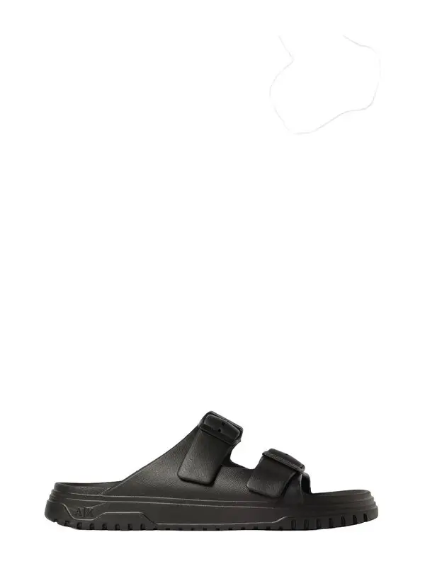 Armani Exchange Buckled Slide Sandals - Black