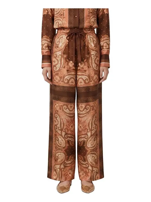 Zimmermann High-waisted Ethnic Print Silk Palazzo Pants - Multicolor