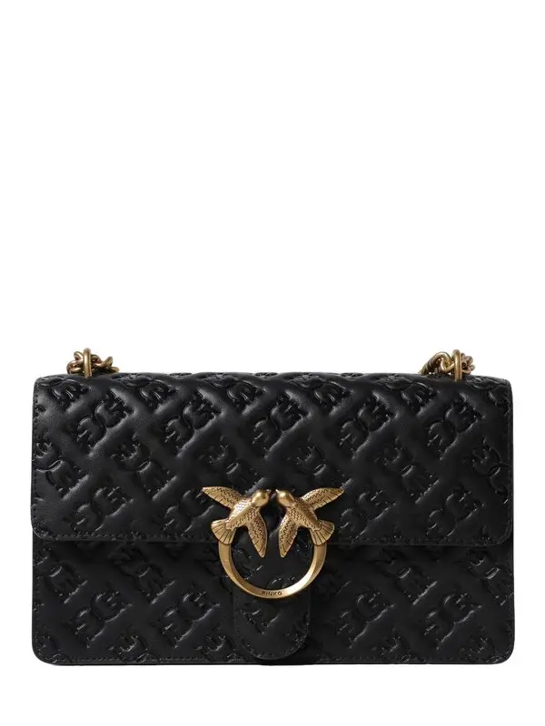 Pinko Quilted Monogram Shoulder Bag - Black