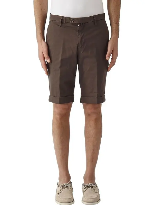 BRIGLIA 1949 Tailored Stretch Cotton Shorts - Dark