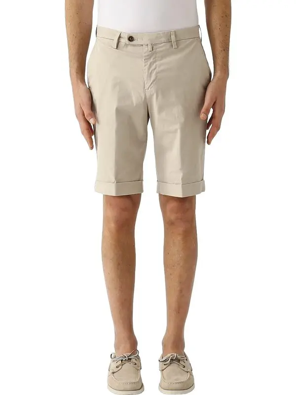BRIGLIA 1949 Tailored Stretch Cotton Shorts - Sand