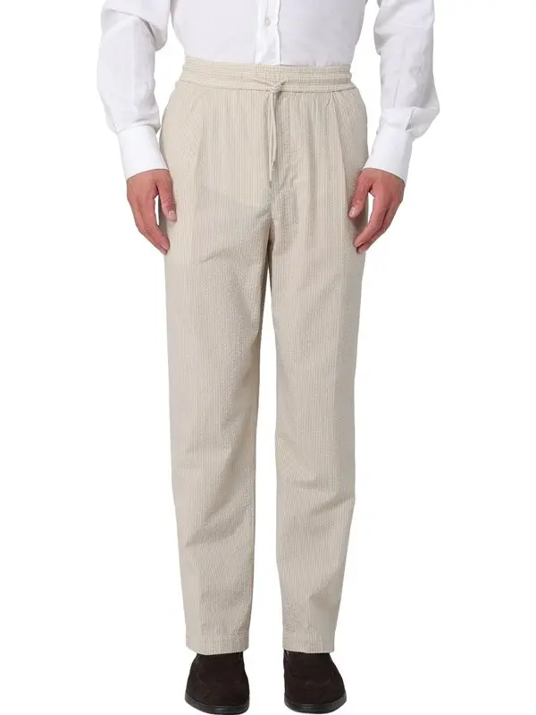 Jacob Cohen Beige Striped Cotton Trousers - Blue
