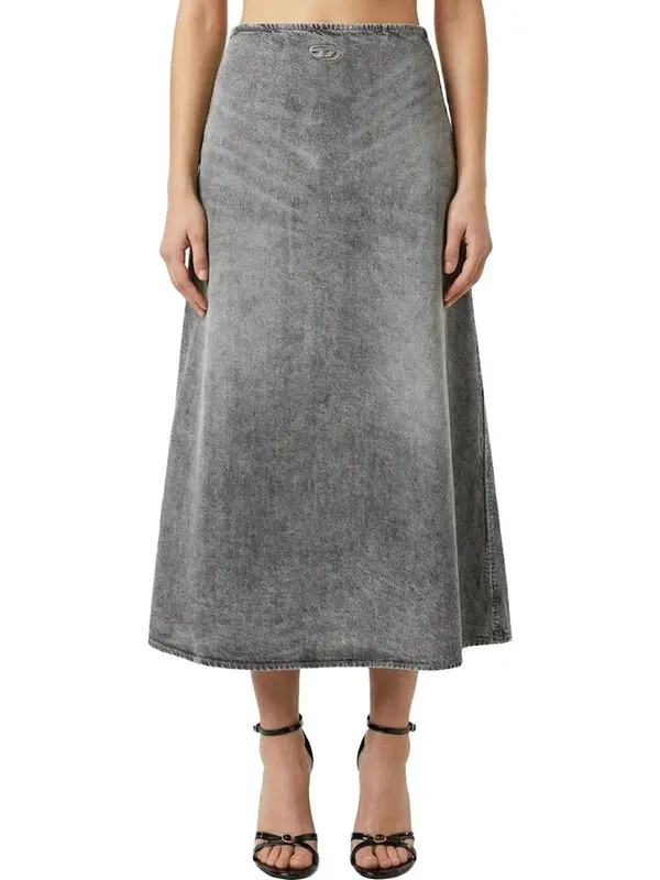 DIESEL® De-annie-s2 Flared Cotton Blend Midi Skirt - Grey