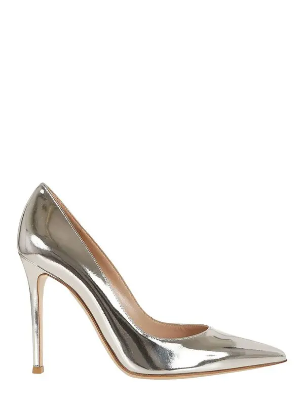 GIANVITO ROSSI Patent Leather Stiletto Heel Pumps - Silver