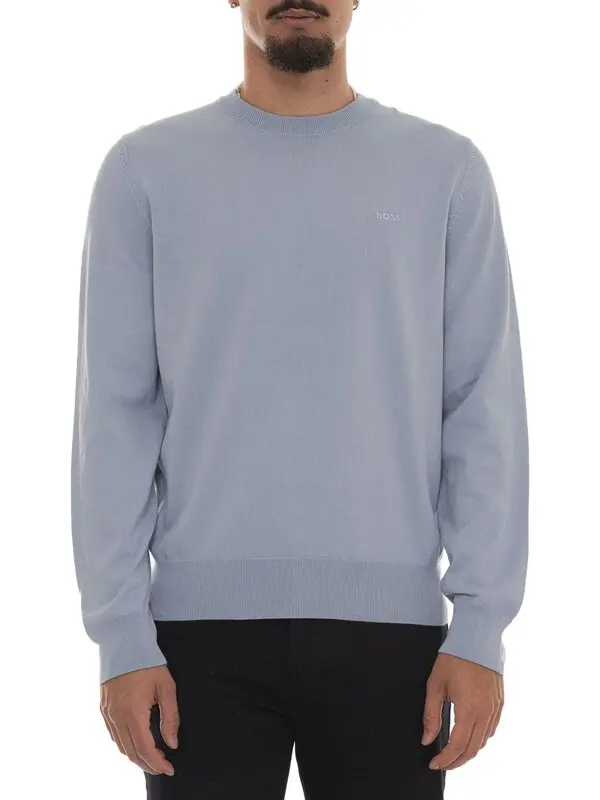 BOSS Basic Cotton Crew Neck Knit Top - Violet