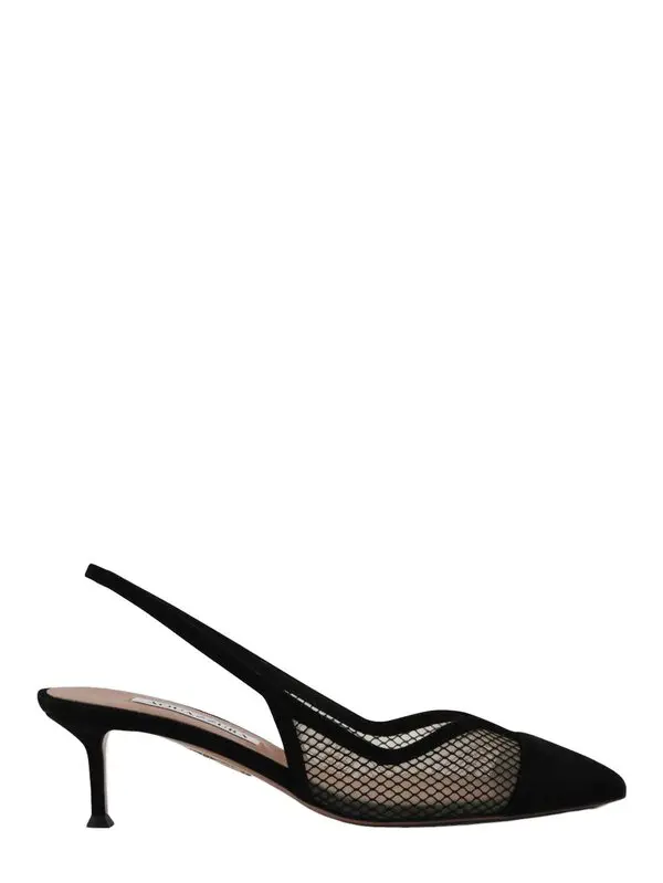 AQUAZZURA Suede And Mesh Slingback Pumps - Black