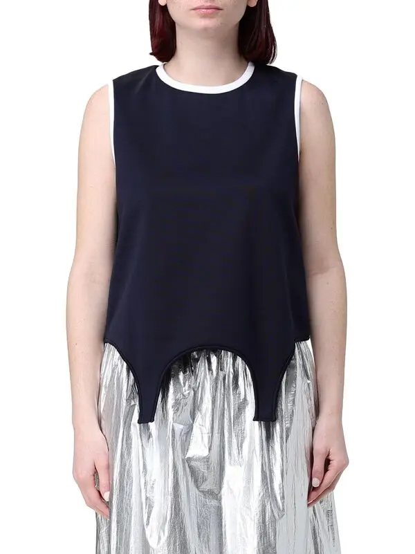 Tibi Cotton Blend Asymmetrical Top - Blue