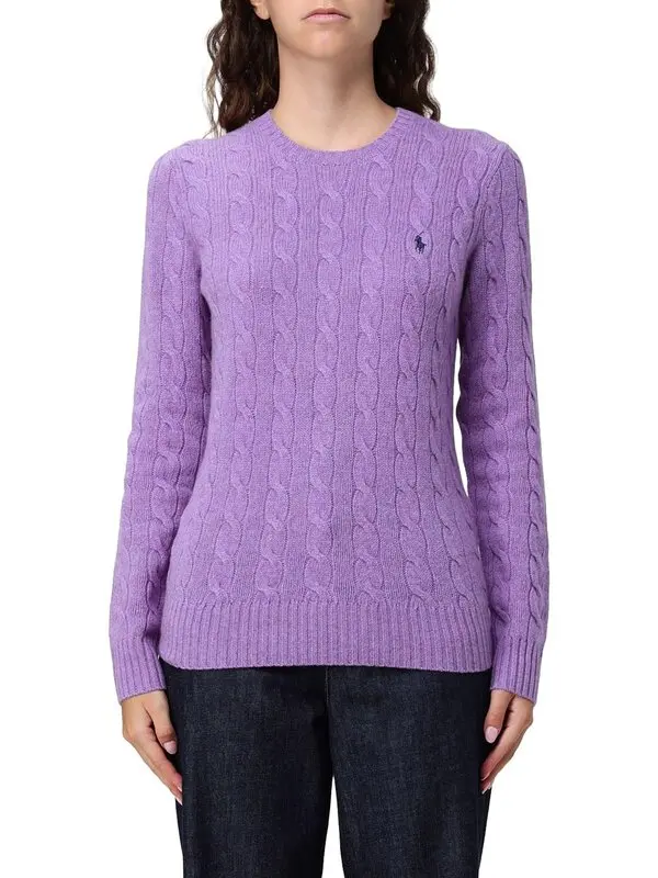 Polo Ralph Lauren Slim Fit Crewneck Sweater In Wool And Cashmere With Pony Logo - Violet