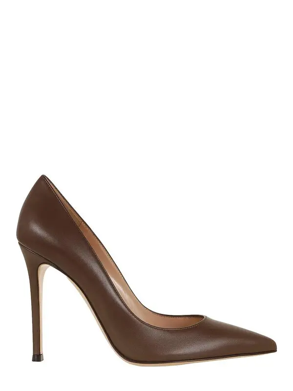 GIANVITO ROSSI Nappa Leather Almond Toe Stiletto Pumps - Brown