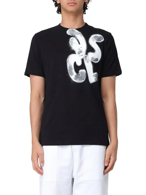 DISCLAIMER Slim Fit Cotton T-shirt With Graffiti Logo Print - Black