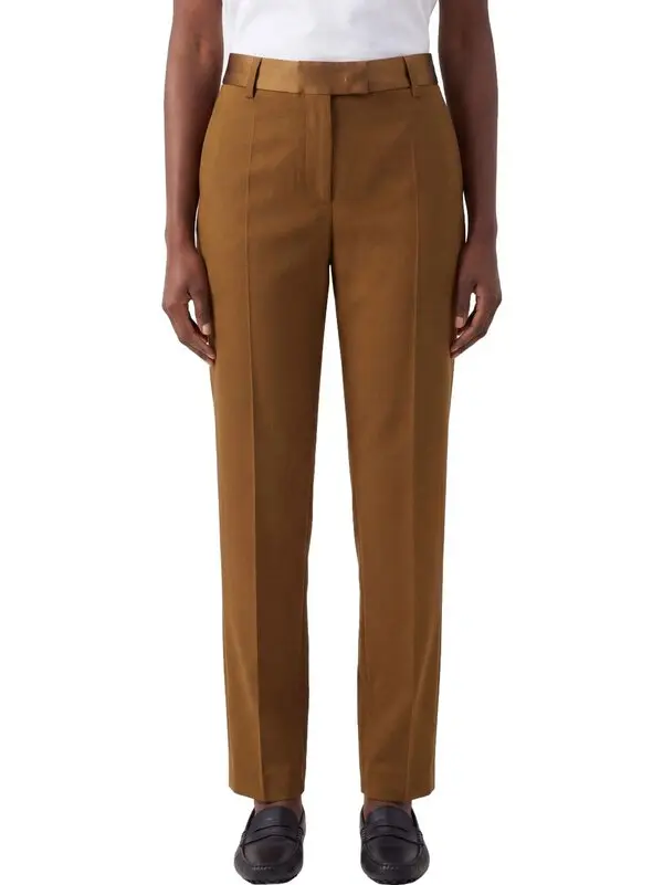 Alberto Biani Tailored Skinny Trousers In Cotton And Silk - Brown