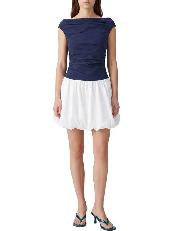 Simkhai Cotton Blend Boatneck Off-the-shoulder Mini Dress - Multicolor
