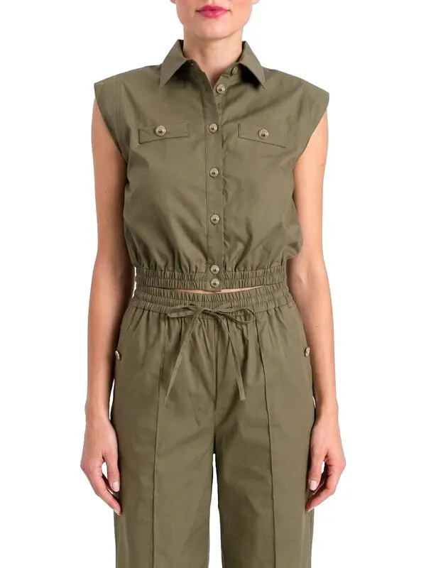 TWINSET Sleeveless Cotton Shirt - Green