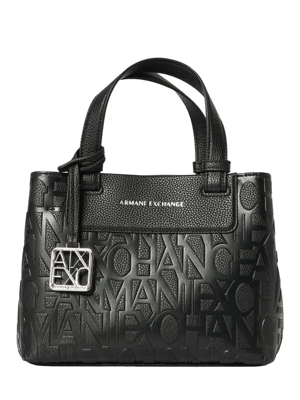 Armani Exchange Monogrammed Top Handle Bag - Black