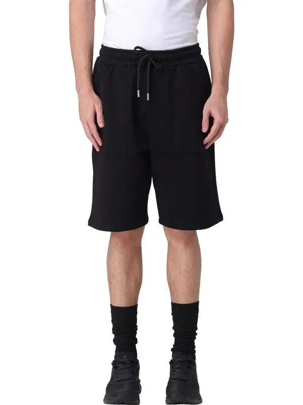DISCLAIMER Cotton Jogger Shorts With Drawstring Waist - Black