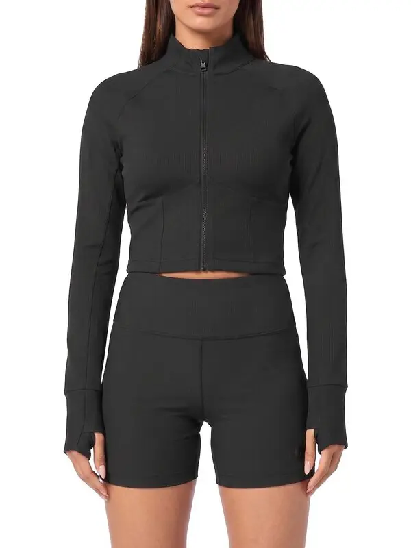 PLEIN SPORT Long-sleeve Jersey Zip-up Sports Top - Black