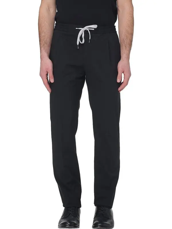 PT TORINO Stretch Cotton Blend Drawstring Trousers - Black