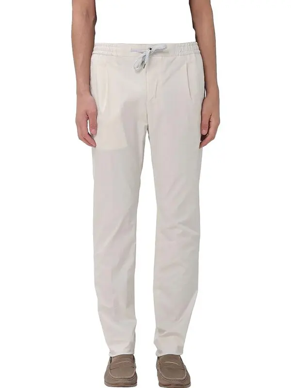 PT TORINO Stretch Cotton Blend Drawstring Trousers - White