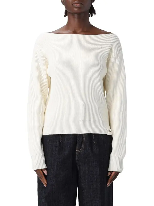 Victoria Beckham Ribbed Boat Neck Jumper - Ivory