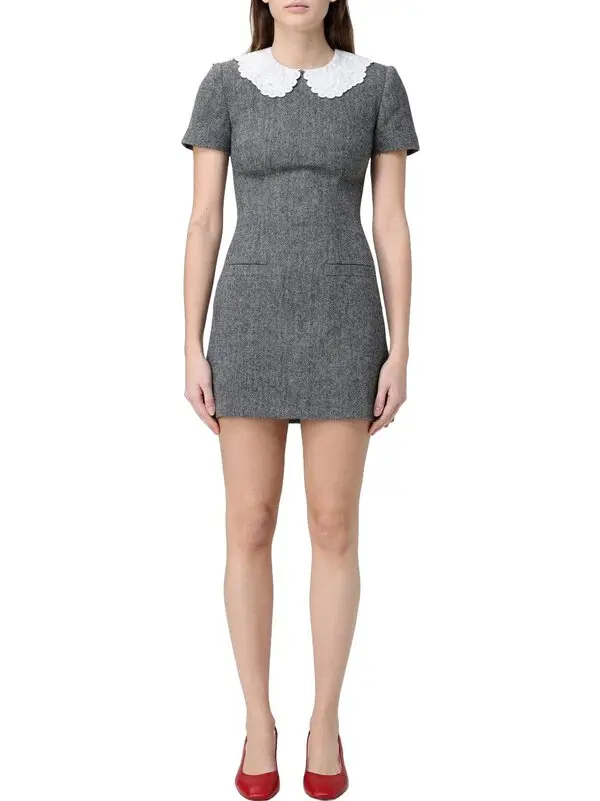 SELF-PORTRAIT Short Sleeve Peter Pan Collar Mini Dress - Grey